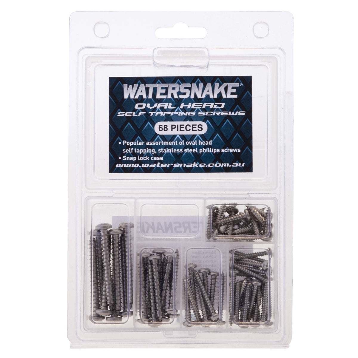 Watersnake Oval Head SS Self Tapping Screw Kit 68PC - Premium Stainless ...